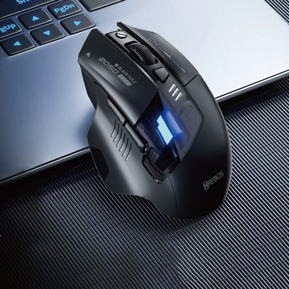 Hrebos Premium | Mouse GlideTrack 2400DPI - Preto - Hrebos